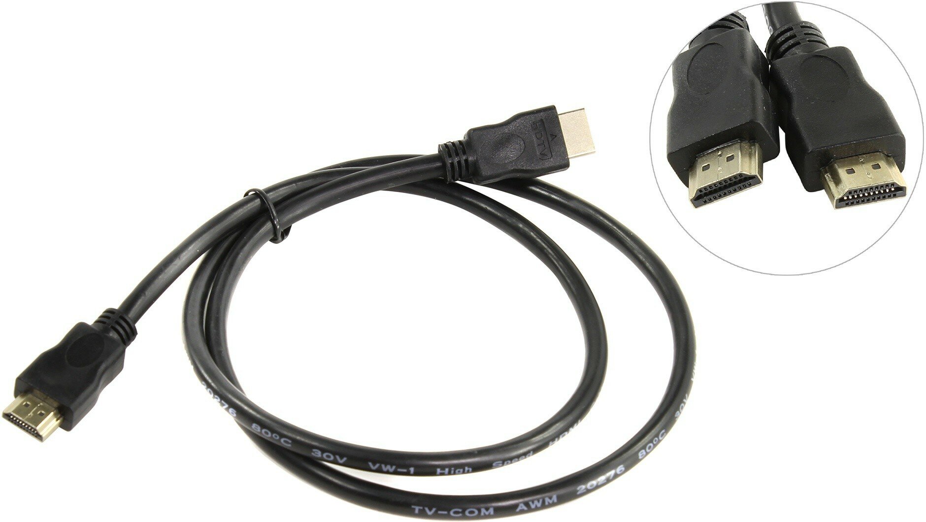 Кабель HDMI(m) - HDMI(m) 1.0м Tv-Com, v1.4, черный (CG150S-1M)