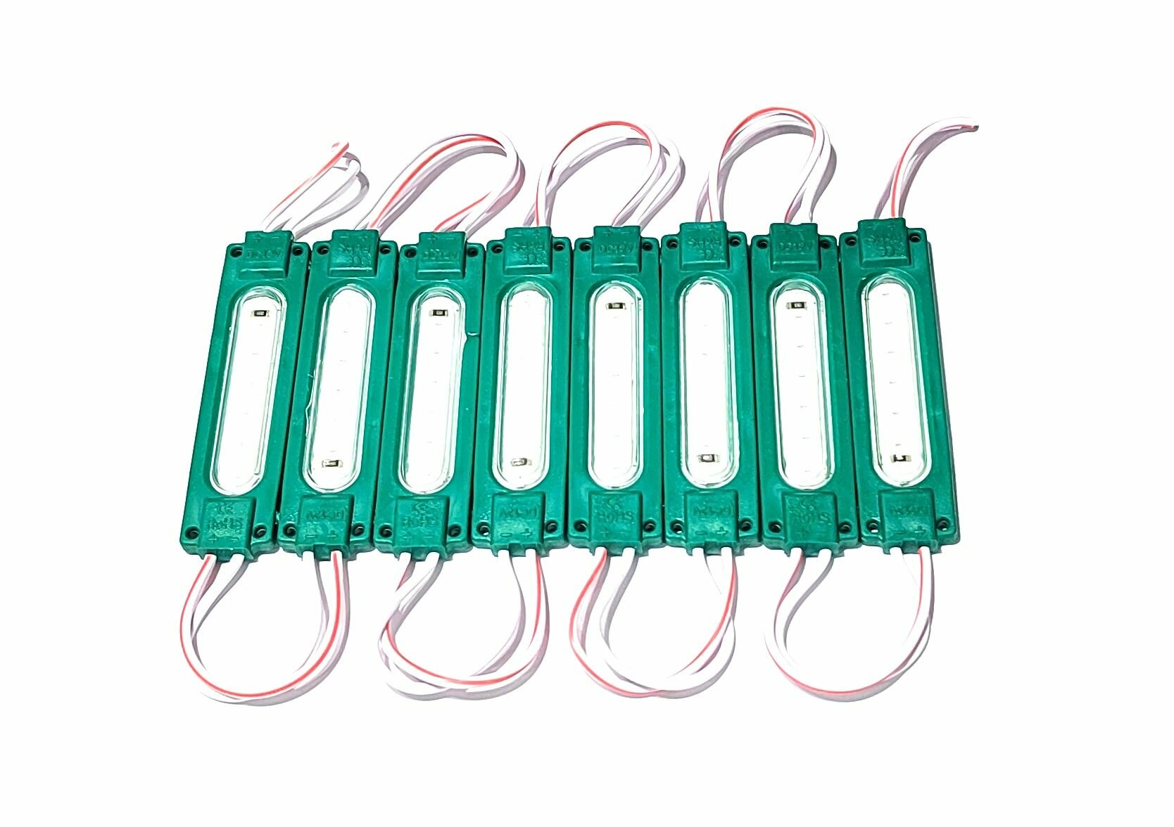 Модуль подсветки LED 1 COB 12В 80х15мм зеленый в компл. 8 шт.