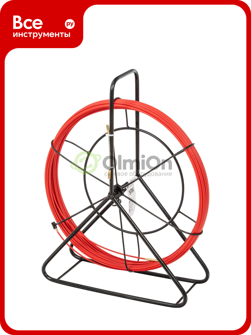 Протяжка для кабеля мини OlmiOn УЗК d=3,5 мм L=80 м в кассете №4, красный СП-К4-3,5/80