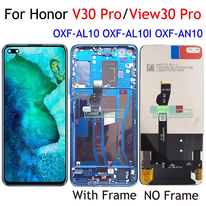 6,57 дюймов для Huawei Honor V30 Pro/ View 30 Pro, глобальный ЖК-дисплей, дигитайзер сенсорного экрана в сборе с рамкой Black With Frame