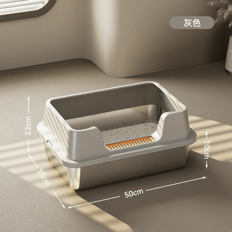 Титановый милый нержавеющий стальной песочный бассейн с открытым корпусом, очень большой, анти-внешний, усиленный, полузакрытый, глубокий туалет для кошек и домашних животных