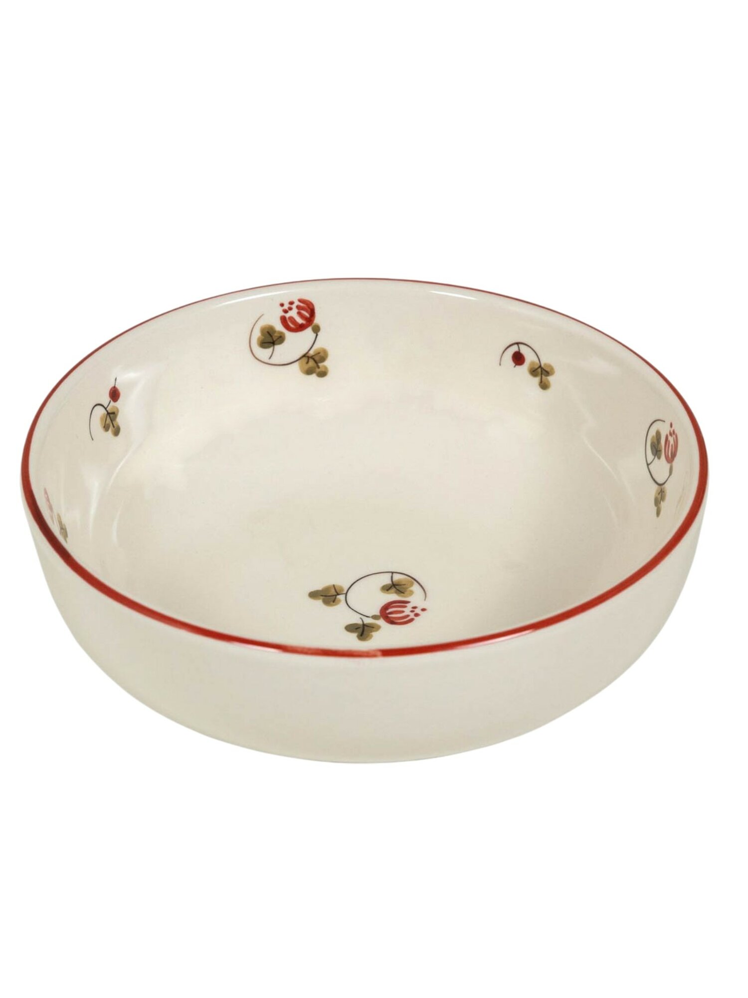 Салатник Дымов Керамика Шиповник 18,5 см, керамика, белый/красный