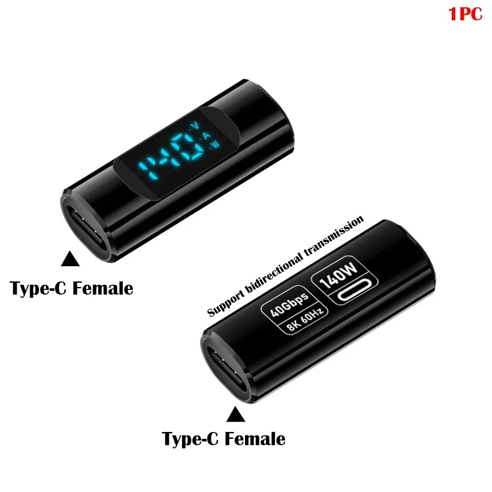USB 4 адаптер с дисплеем, 140W, Black F-F