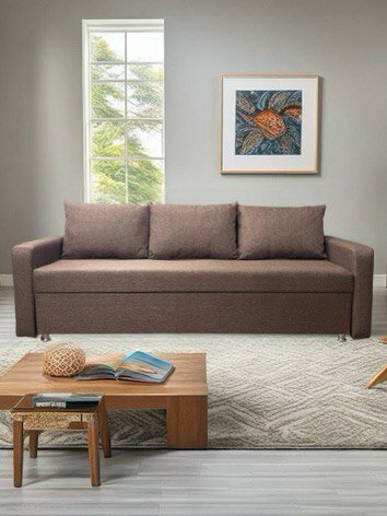 Диван-кровать "Вектор" механизм - Еврокнижка, коричневая рогожка