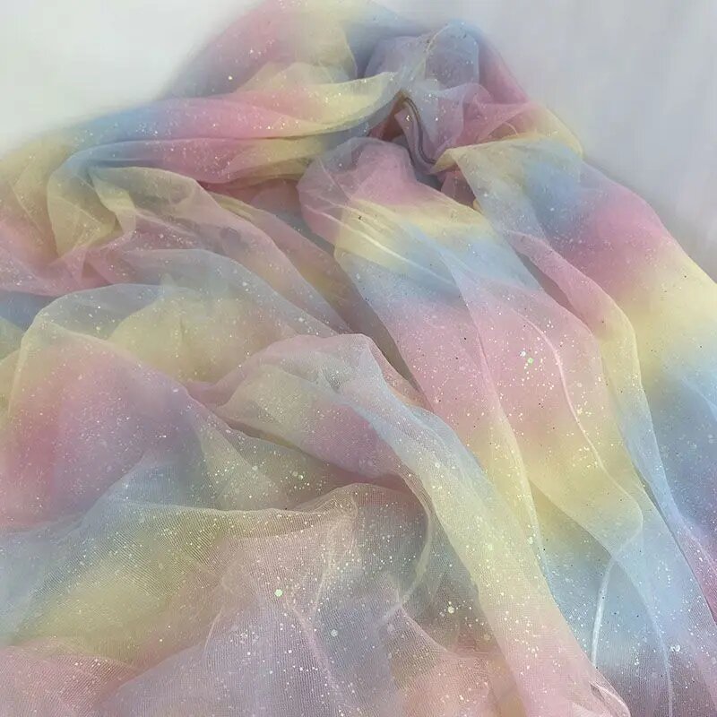 Тюль радужный градиент, Polka Dot Rainbow-1, 1,5м