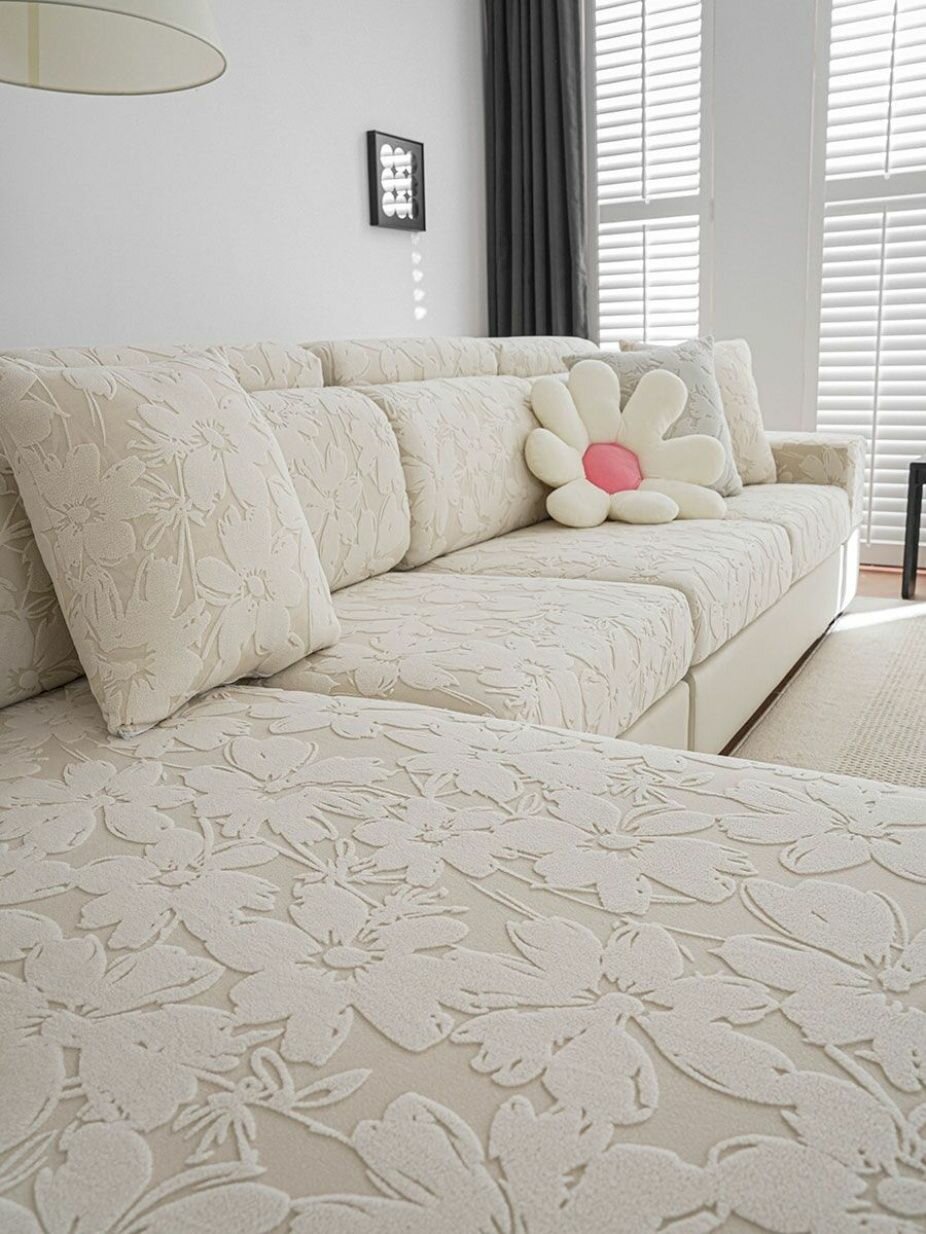 Эластичный чехол для дивана, пылезащитный мебельный протектор 1 шт,100,65,1, светло-бежевый