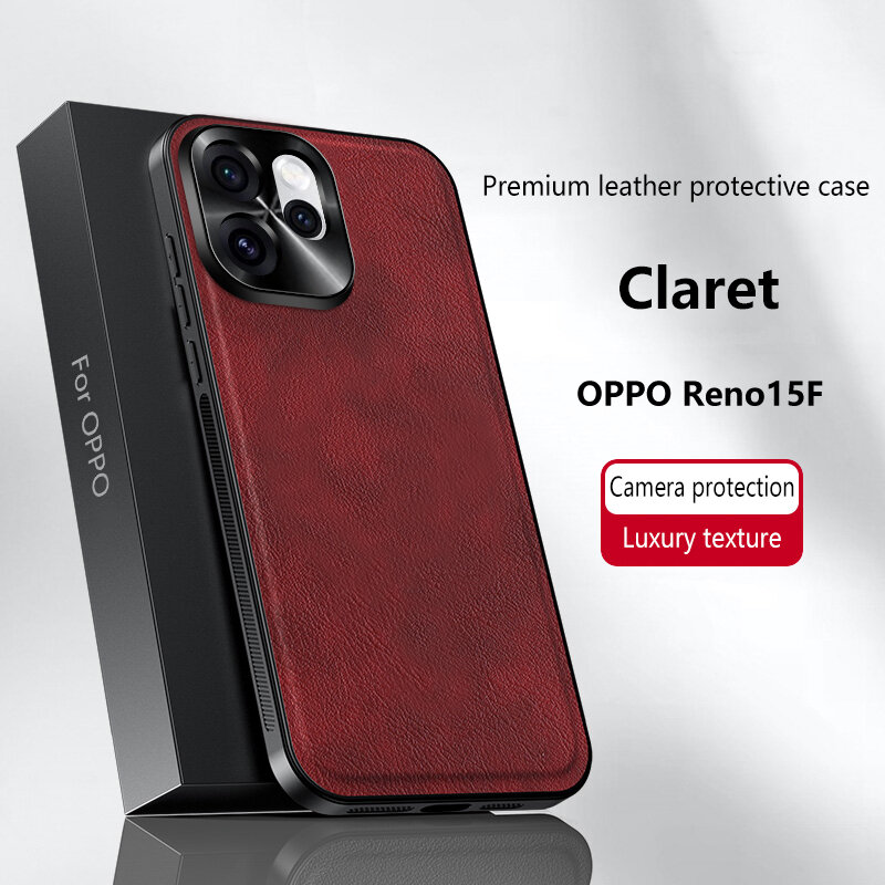 Чехол для OPPO Reno15F / Оппо Рено 15F Высококачественная кожа Металлическая линза антиударный чехол, матовая поверхность, бампер, металл, искусственная кожа, защита камеры, ударопрочный, OPPO,