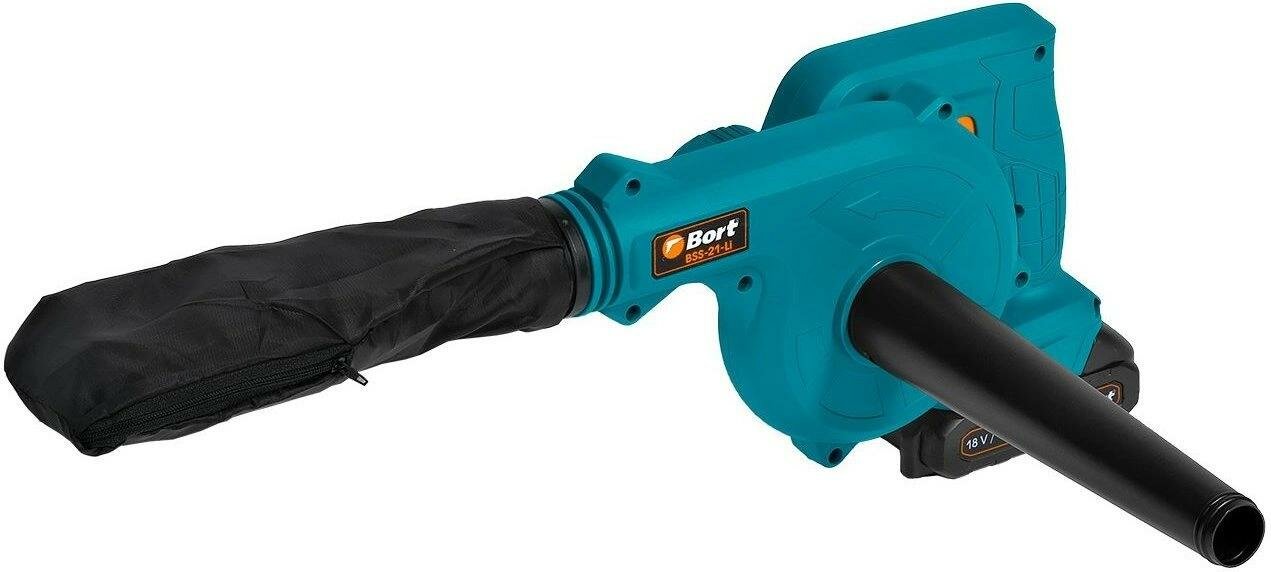 Воздуходувка Bort BSS-21-Li, 900 Вт, питание от аккумулятора, цвет синий (93413397)