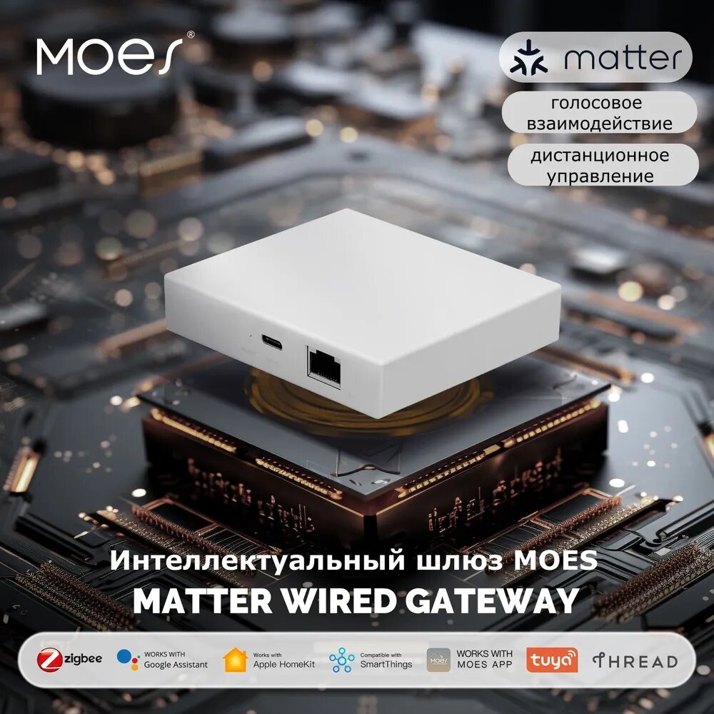 Интеллектуальный шлюз MOES MZHUB-MS (многопротокольный Matter/ZigBee , дистанционное управление)