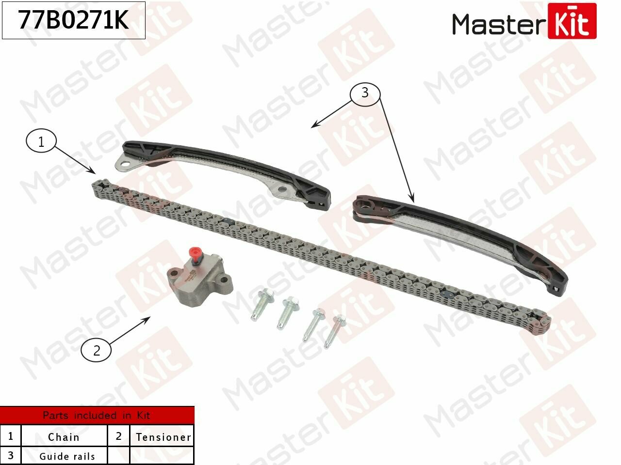 Комплект цепи ГРМ NISSAN HRA2DDT H5FT HR12DDT Juke F15 15-18 Qashqai J11 15-19 NISSAN QASHQAI J11 2014 MASTERKIT 77B0271K