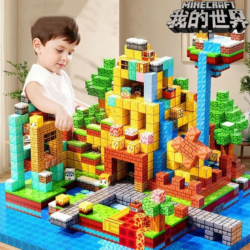 Магнитные кубики для Minecraft, магнитные игрушки-пазлы для детей, подарок на день рождения для мальчиков