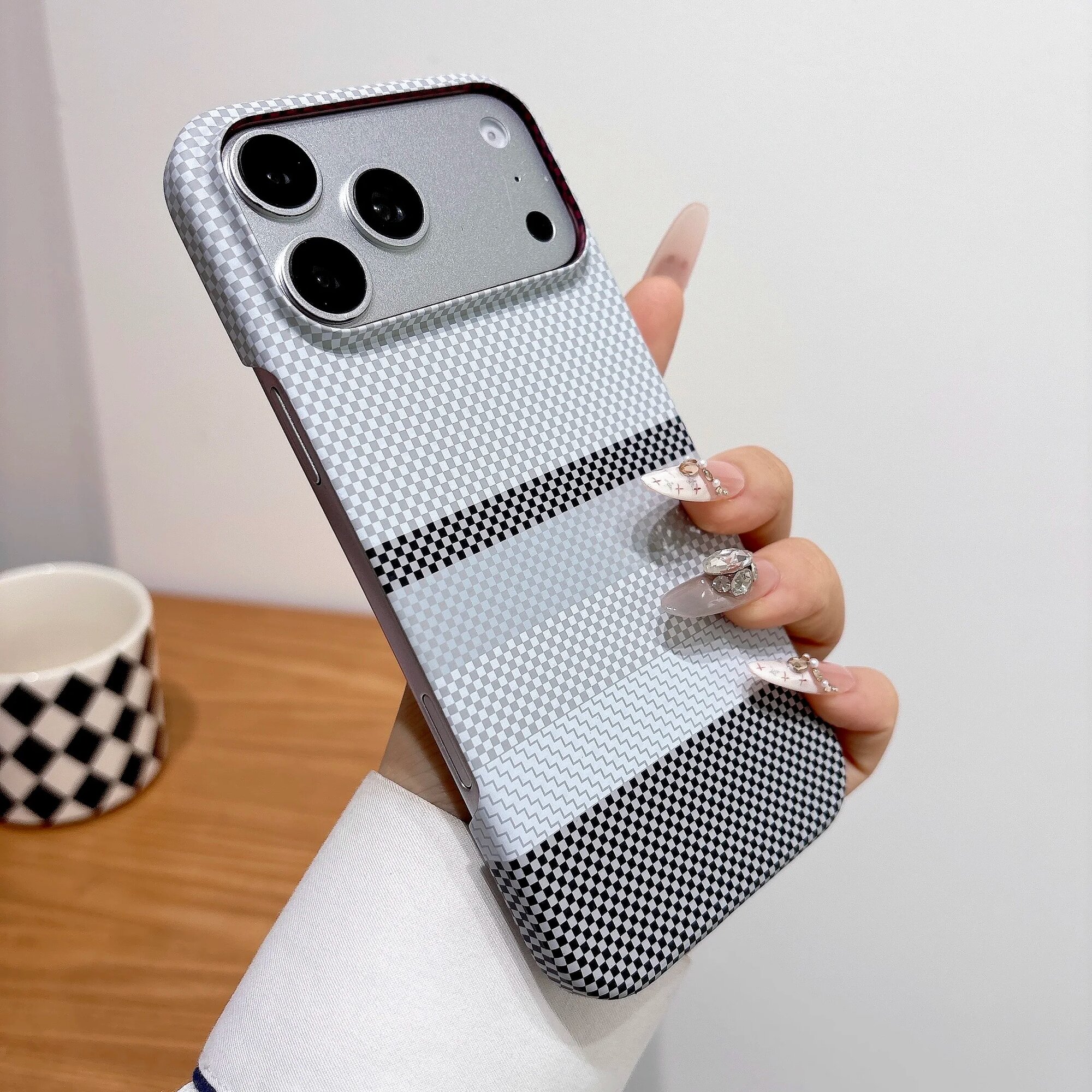 Тонкий магнитный чехол для телефона с текстурой карбонового волокна для iPhone iPhone17, Серый, A1