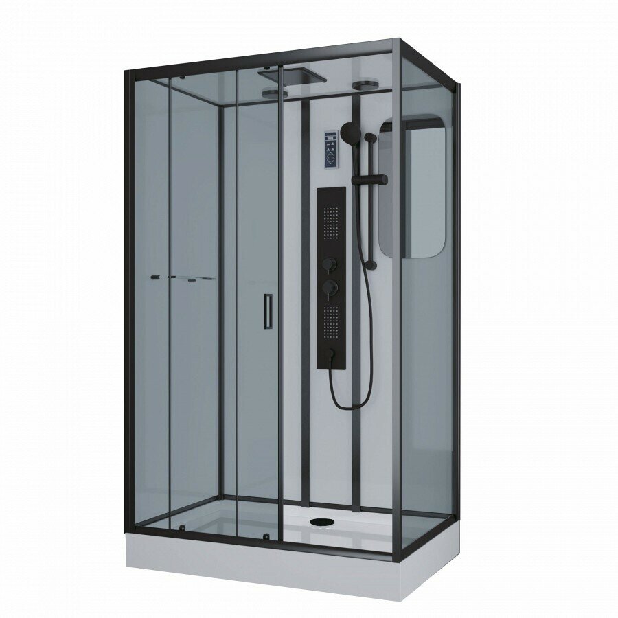Душевая кабина Niagara NG-6912-01GQL BLACK (1200х800х2100) низкий поддон (16 см) стекло тонированное