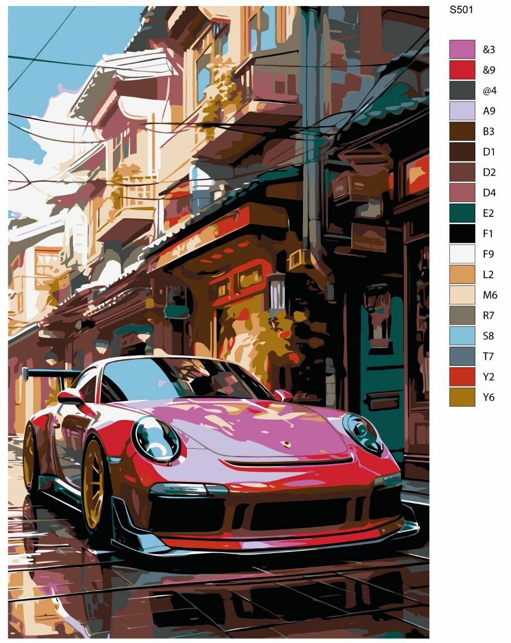 Картина по номерам S501 "Спортивные машины. Порше 911" 80x120 см