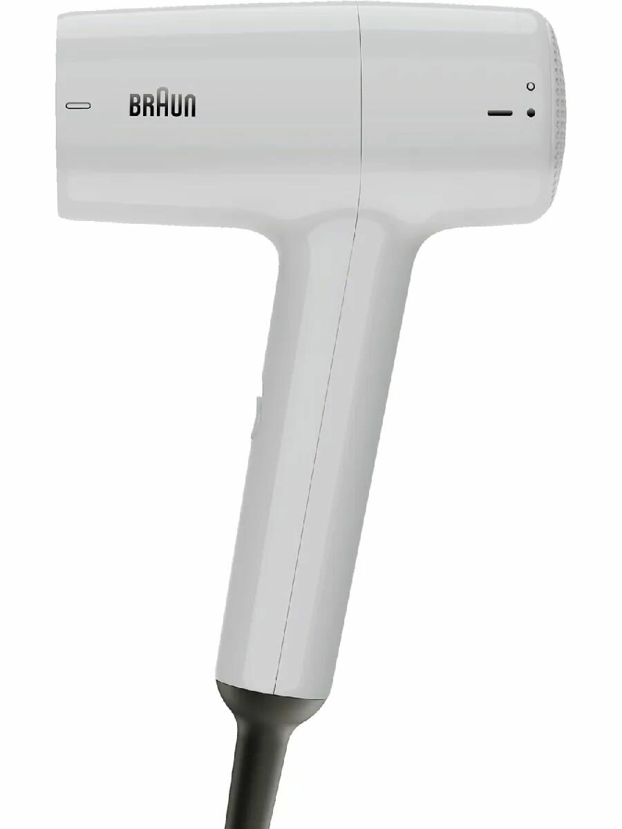 Фен для волос Braun BRHD155E, 1800 Вт, 2 скорости, 2 температурных режима, холодный воздух, 2 насадки, белый — фото 1