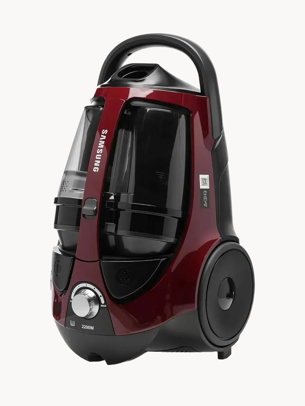 Проводной пылесос для дома с контейнером Samsung VCC8837V3P/XEV, 2200 Вт, всасывание 430 Вт, контейнер 2 л, бордовый