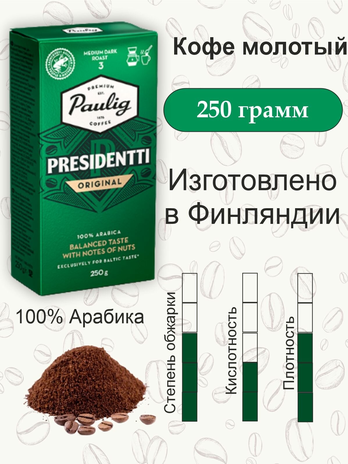 Кофе молотый Paulig Presidentti Original, 250 г