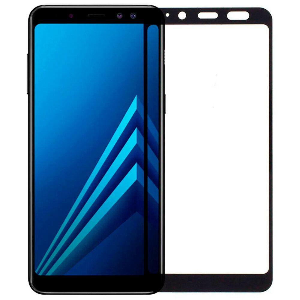 Защитное стекло на весь экран с рамкой для Samsung Galaxy A8 2018 SM-A530F черное