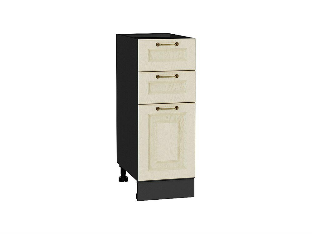 VVT Шкаф нижний с 3-мя ящиками Ницца Graphite, Дуб крем, 300 В*Ш*Г 816*300*478, фасад МДФ Дуб крем, корпус Graphite Дуб крем