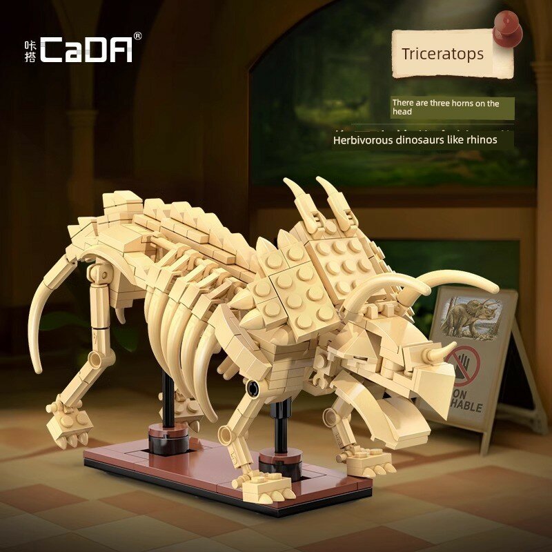 Светящийся скелет трицератопса Cada Kaka, конструктор динозавра C59013