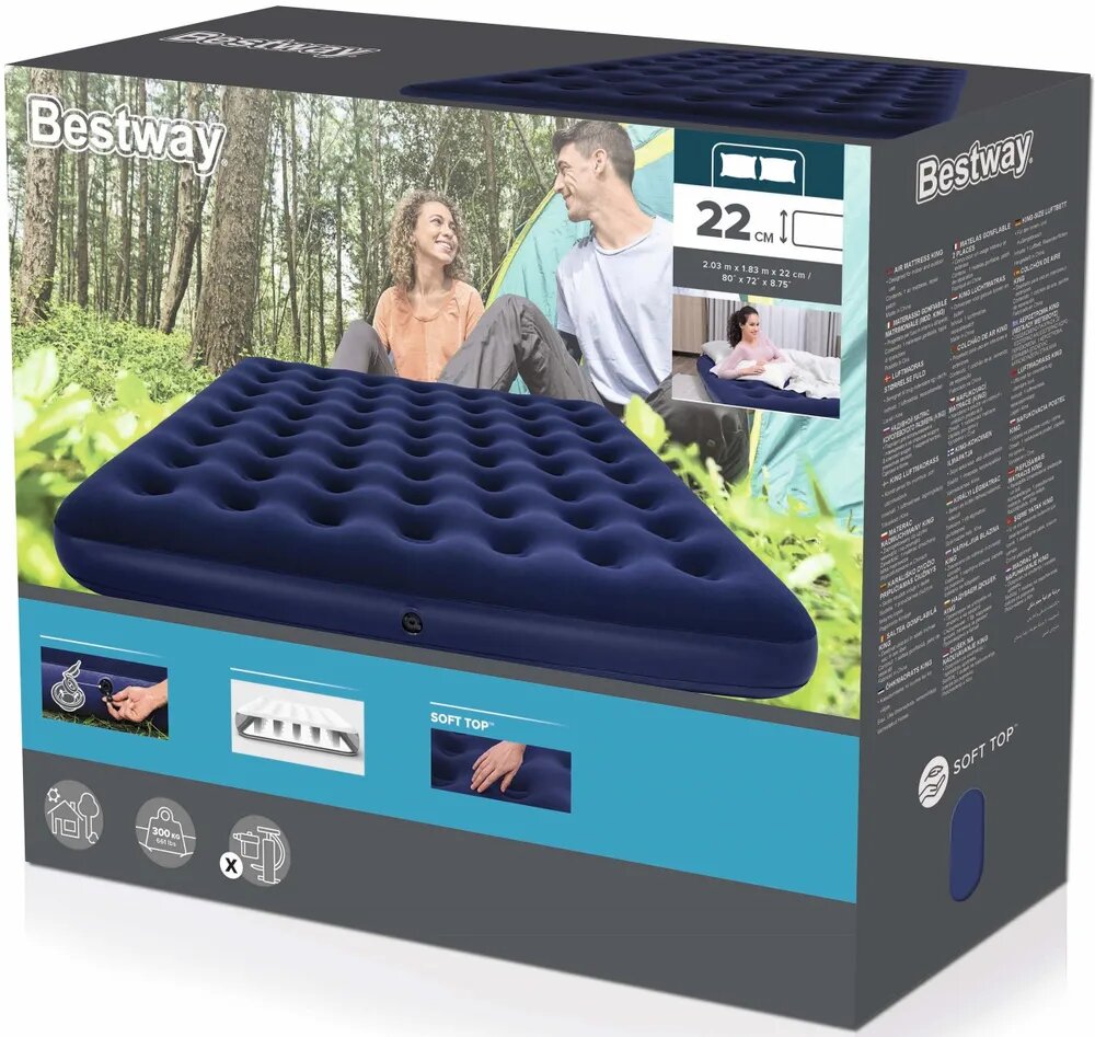 Матрас Bestway Pavillo 67004, винилизированный, темно-синий, 183x203x22 см