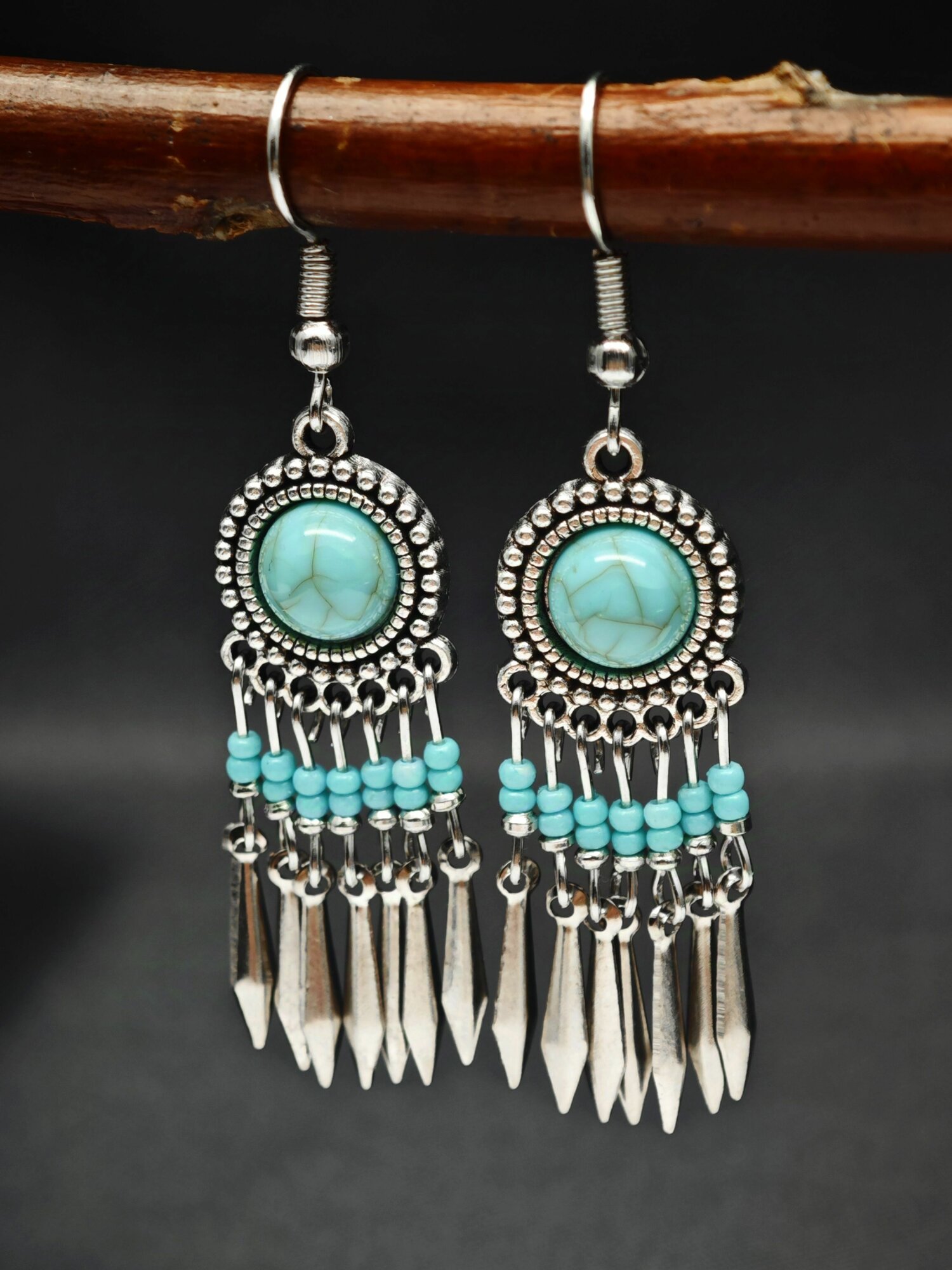 Серьги be self true, эмаль, бирюза синтетическая