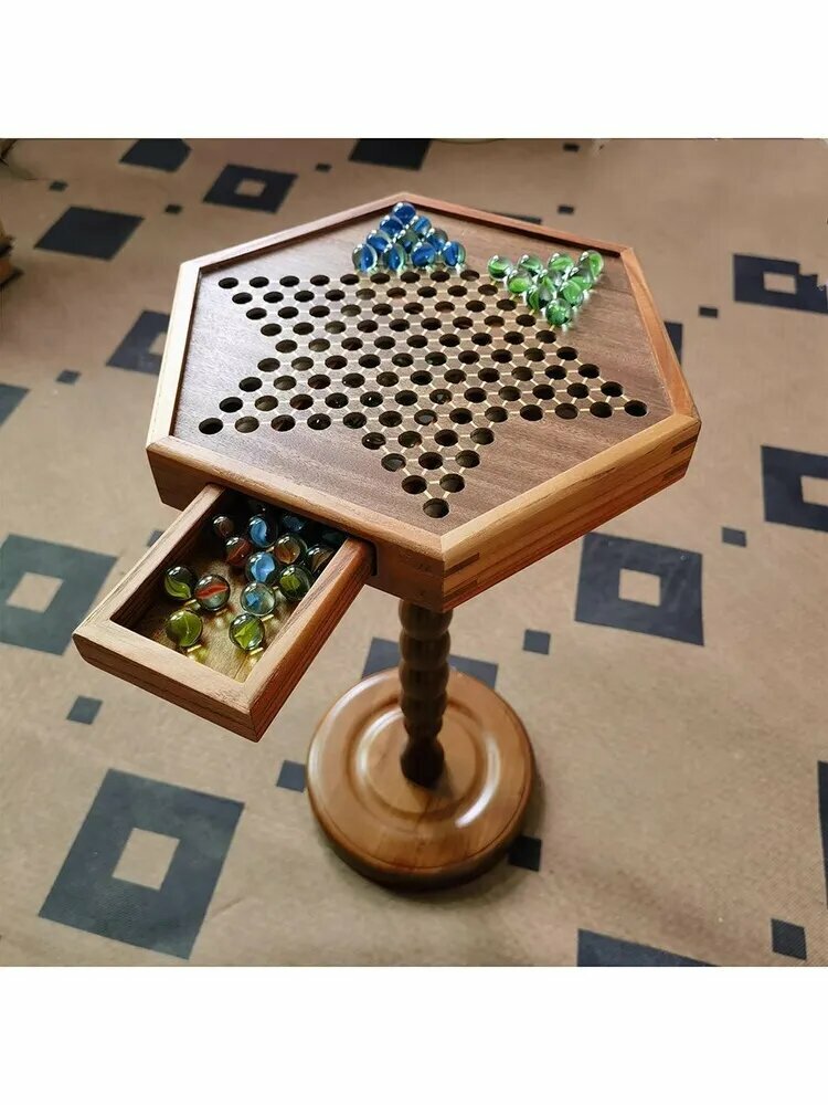 Деревянный игровой стол для игры в шашки, журнальный столик из цельного дерева, тумбочка, один ящик