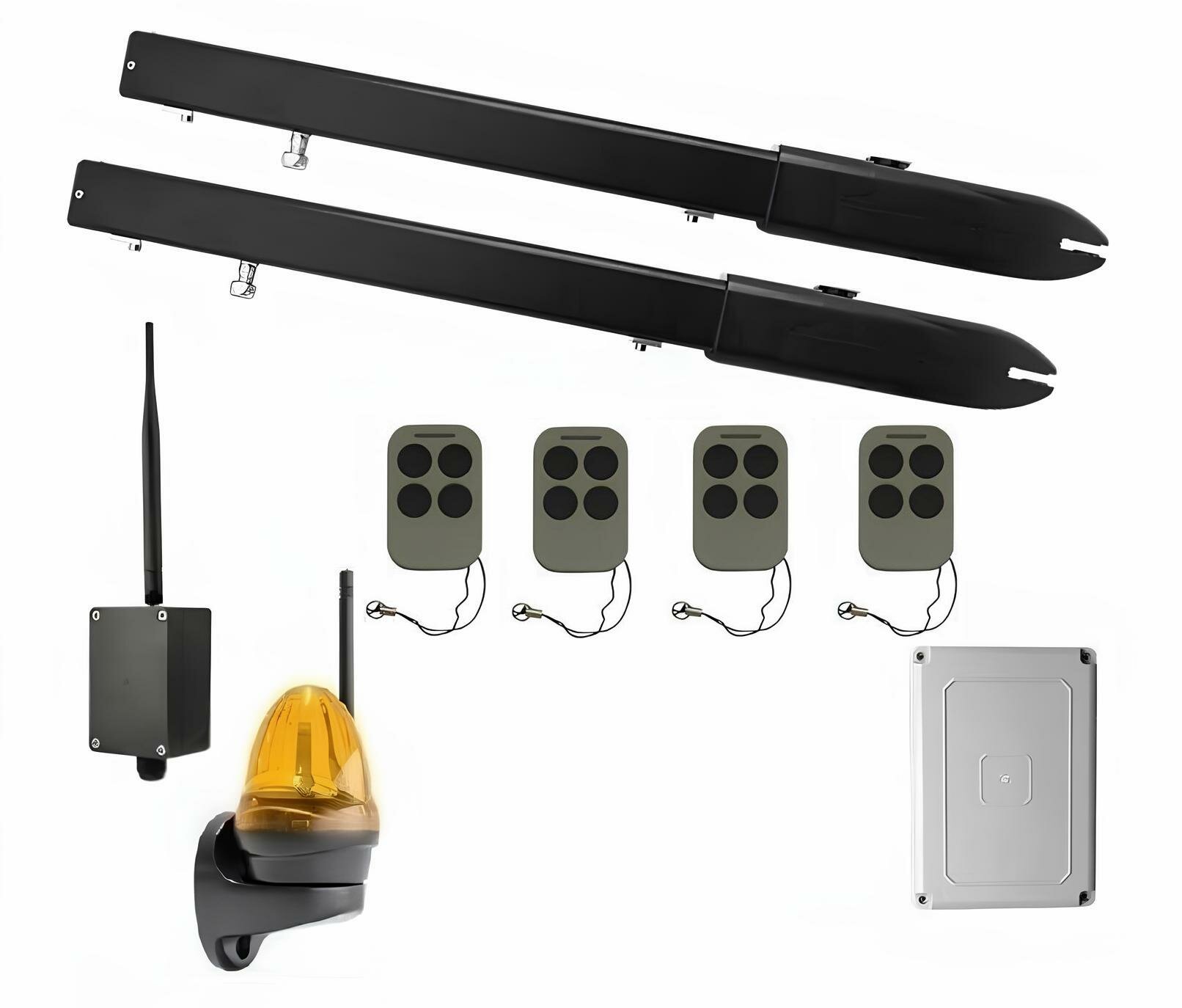 Автоматика для распашных ворот KSW-3000 L-T4-BT, комплект: 2 привода, блок управления, 4 пульта, лампа, Bluetooth-модуль