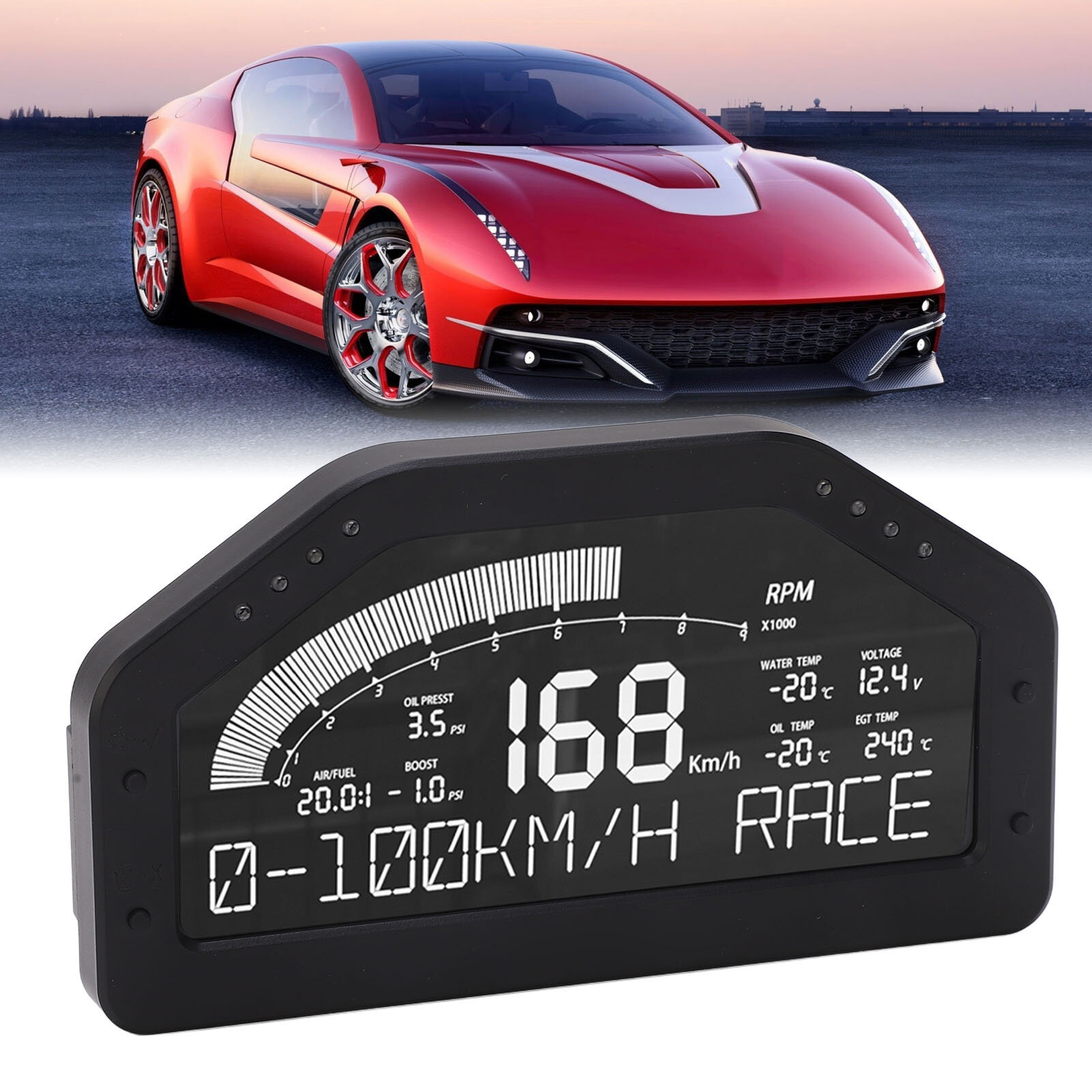 Автомобильная многофункциональная гоночная приборная панель DO926NB, точная, от 9 В до 16 В, водонепроницаемая, с 7-цветной подсветкой для автомобилей 12 В