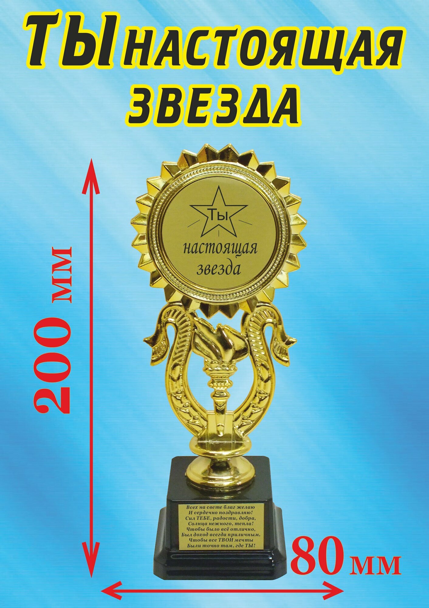 Кубок подарочный Факел " Ты настоящая звезда ".