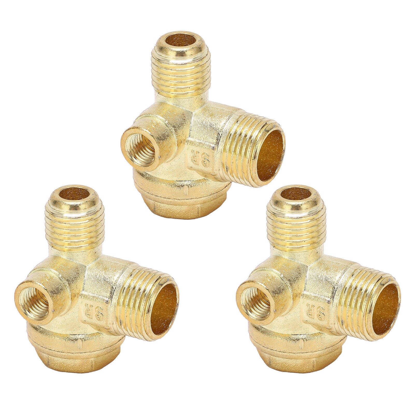 3 шт. Обратный клапан, 3-ходовой, латунный, для воздушного компрессора, с центральной резьбой, пневматический, 8 мм, 16 мм, 14 мм