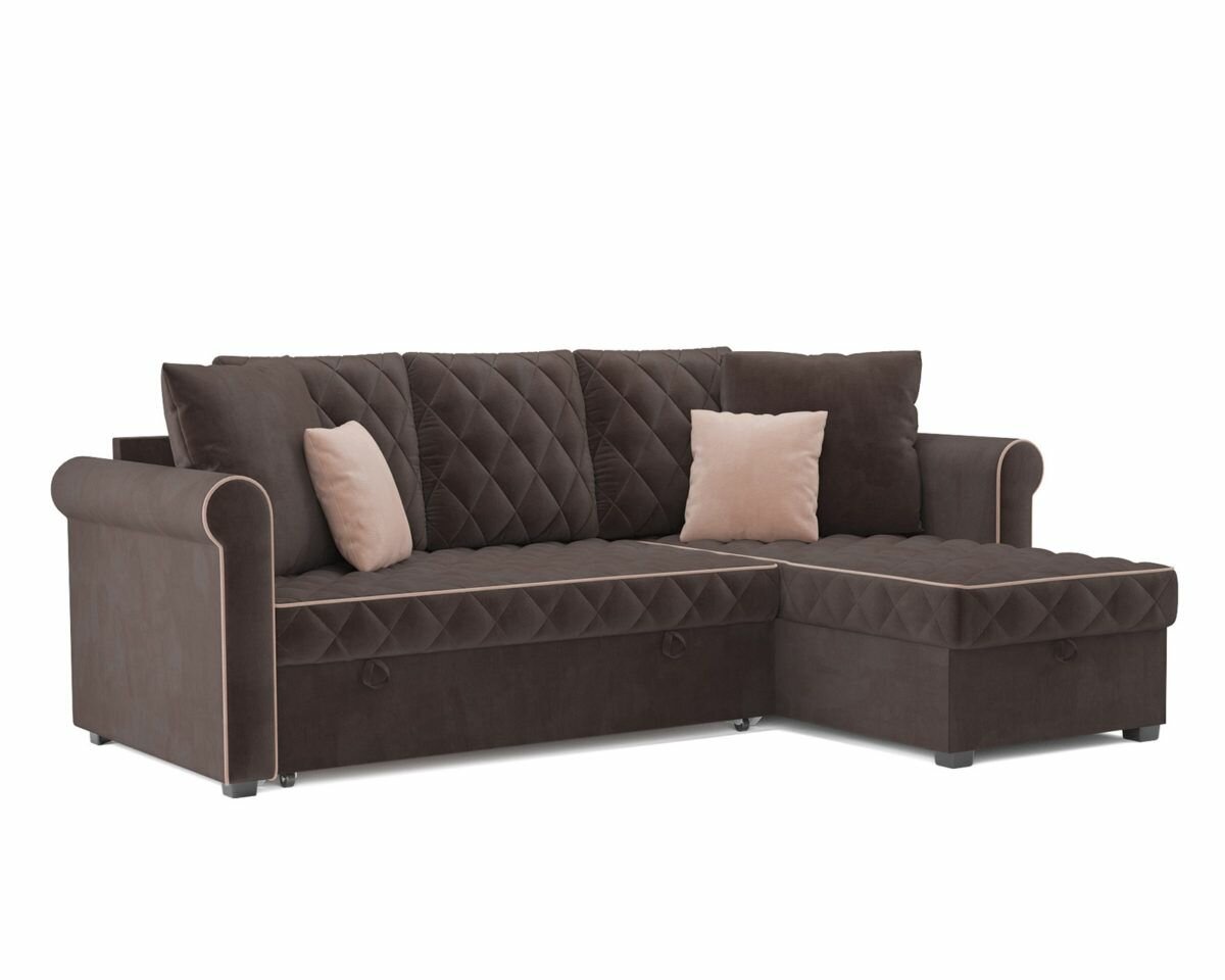 Угловой диван Mebel-ars Берлин микровельвет Кордрой коричневый