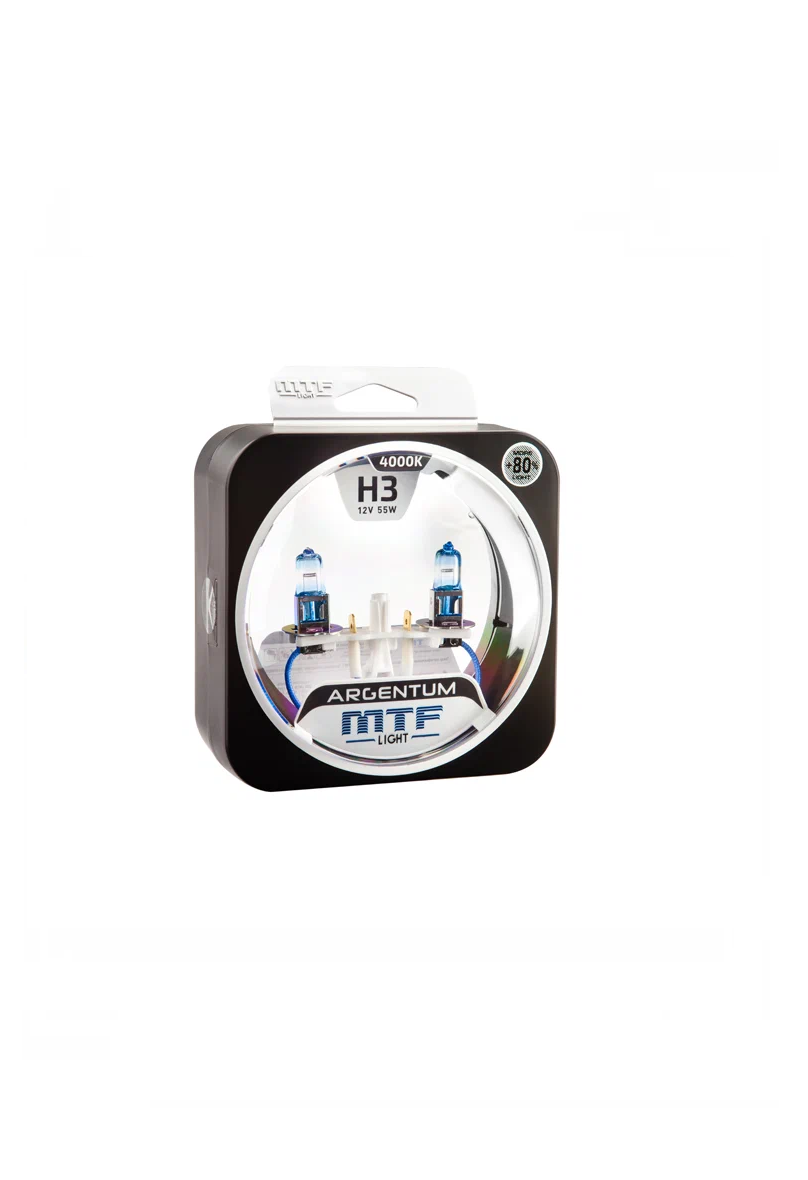 Галогеновые лампы MTF light ARGENTUM +80% 4000K H3 (2 лампы)