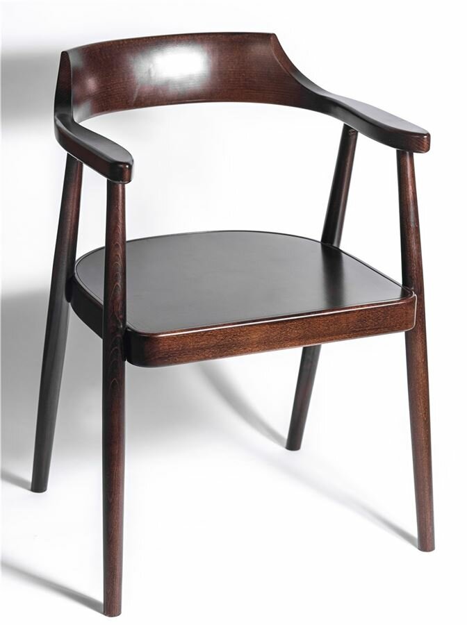 Деревянное полукресло венское Mercurius темный орех с твердым сиденьем