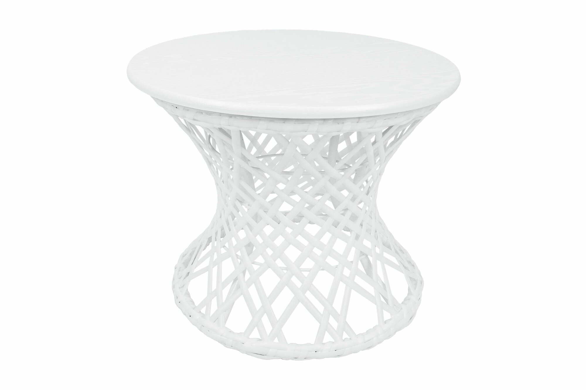 Журнальный садовый столик Бонго мини МДФ, белый, диаметр 0,40 м.