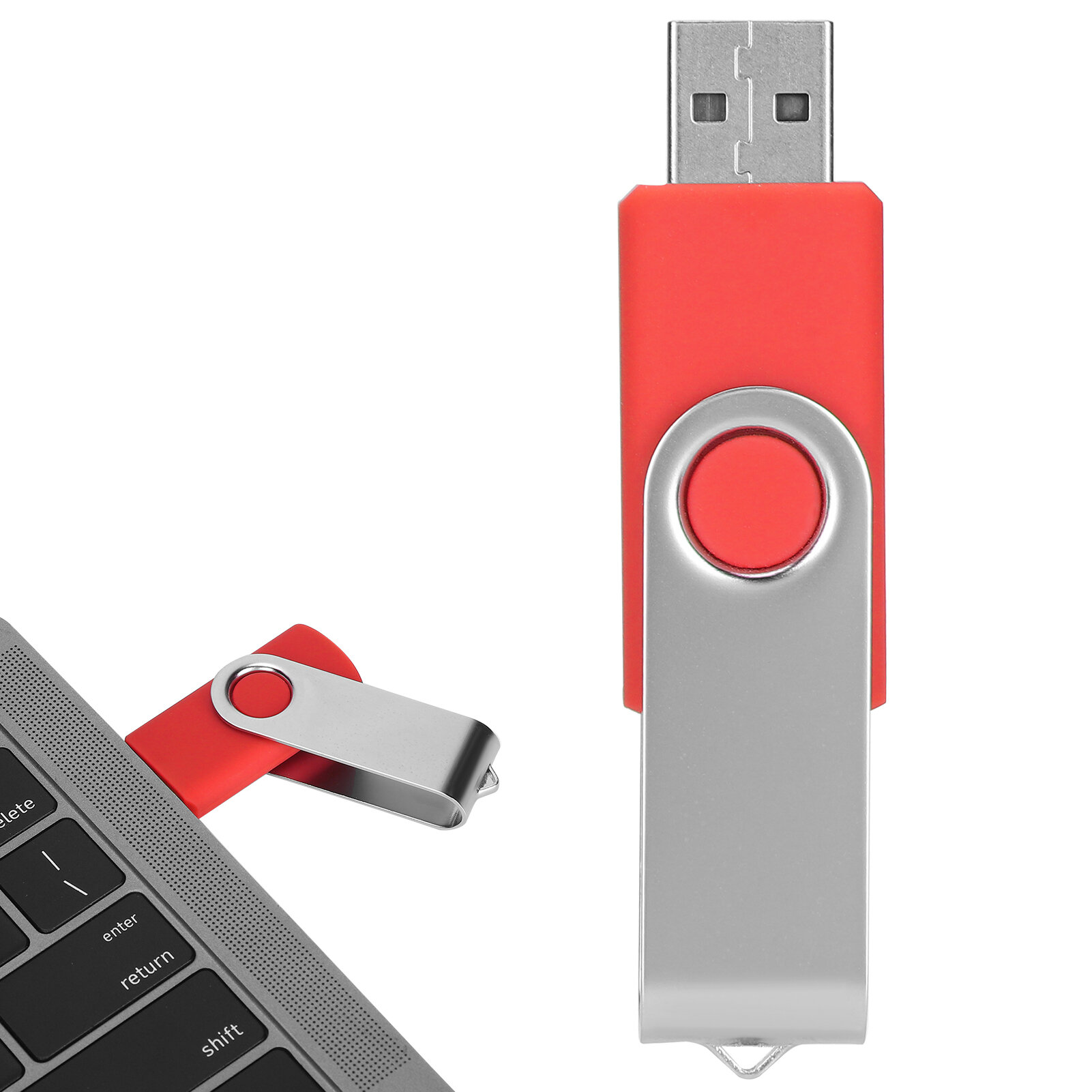 USB Flash Drive Candy Red Rotatable Portable Storage Memory Stick 1GB USB 2.0 для ПК Планшет Metal + ABS Keychain Design Window2003/XP/Vista/7/8/10 OS X Linux Компьютер Автомобиль Bluetooth Колонка ТВ Устройства с USB Расширением Plug and Play