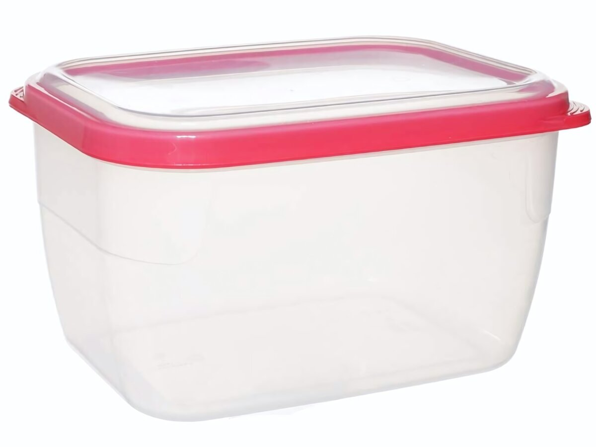 Контейнер пищевой герметичный 2,4л с прозрачными стенками, для СВЧ, цветная крышка