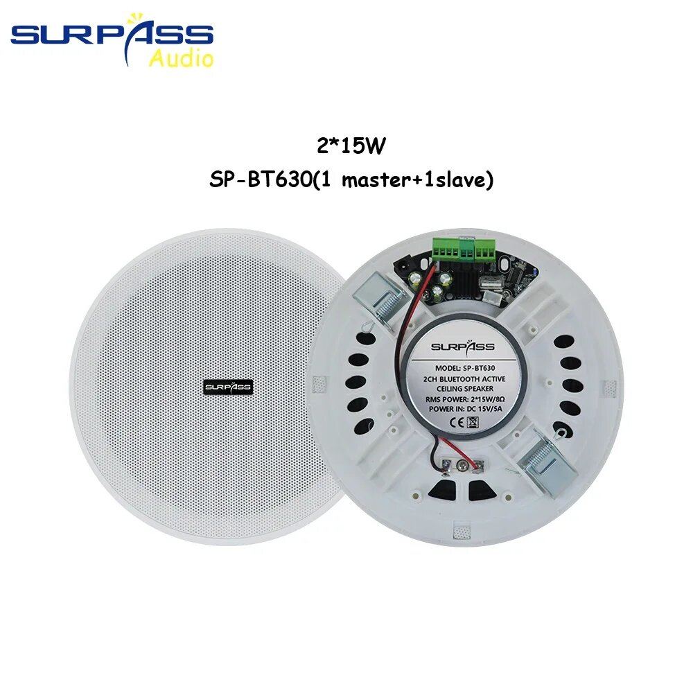 SURPASS Потолочный динамик Bluetooth 2*15W, 1 active - 1 slave, EU Plug