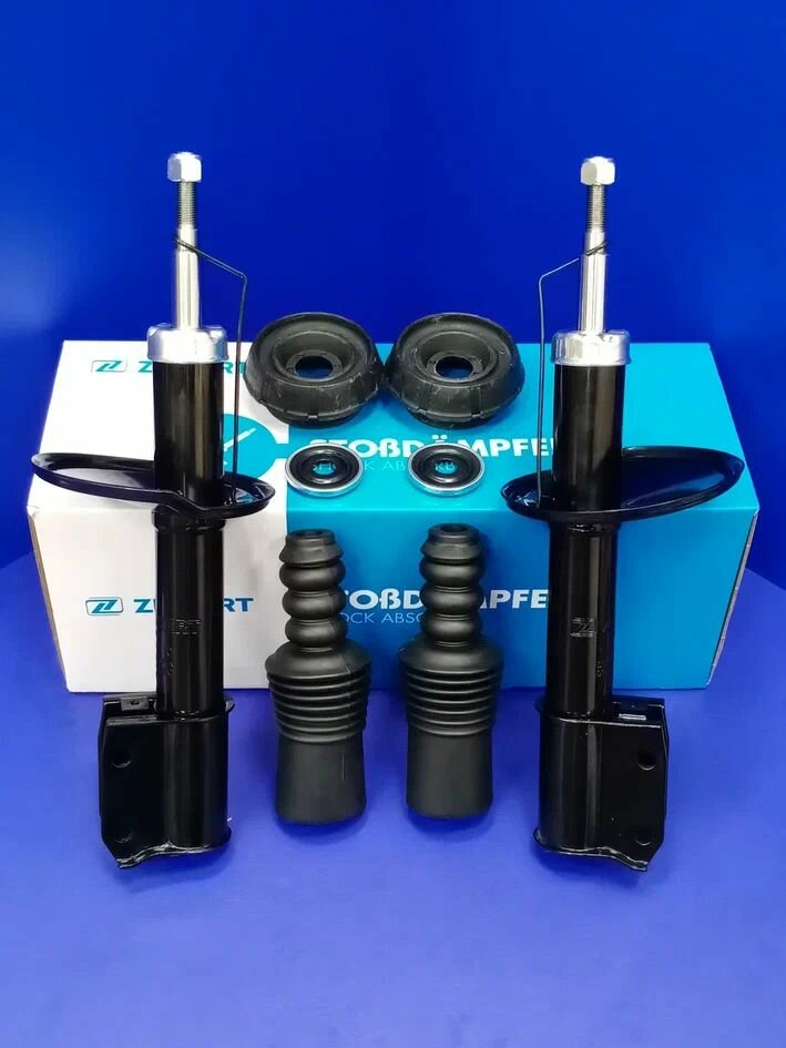 Пара передних амортизаторов с пыльниками, отбойниками, опорами и подшипниками опор Zekkert Германия на Лада Ларгус 2012-2020гг. Амортизатор, стойка Zekkert Германия на Lada Largus