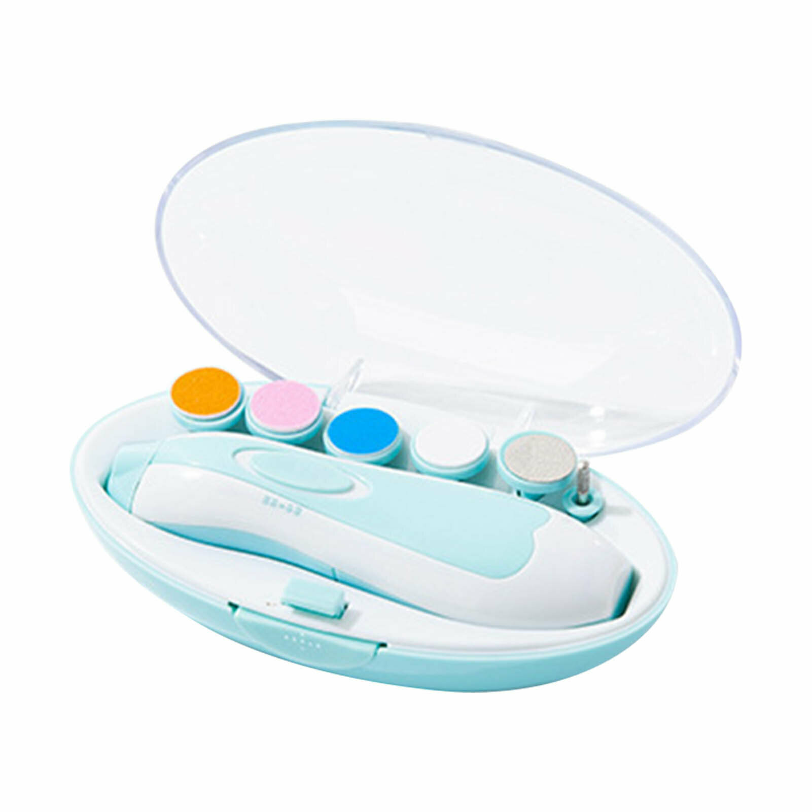 Электрические детские кусачки для ногтей 6 в 1, беспроводные, с низким уровнем шума, портативные, небесно-голубые.