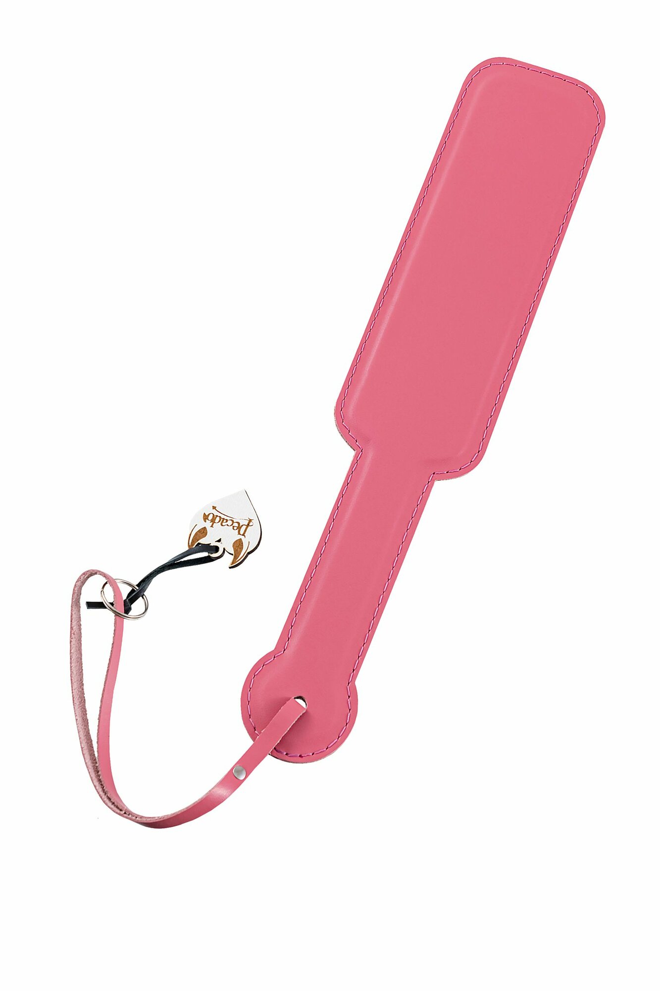 Pecado Розовый кожаный пэддл - 37 см. Кнуты, плётки, хлысты