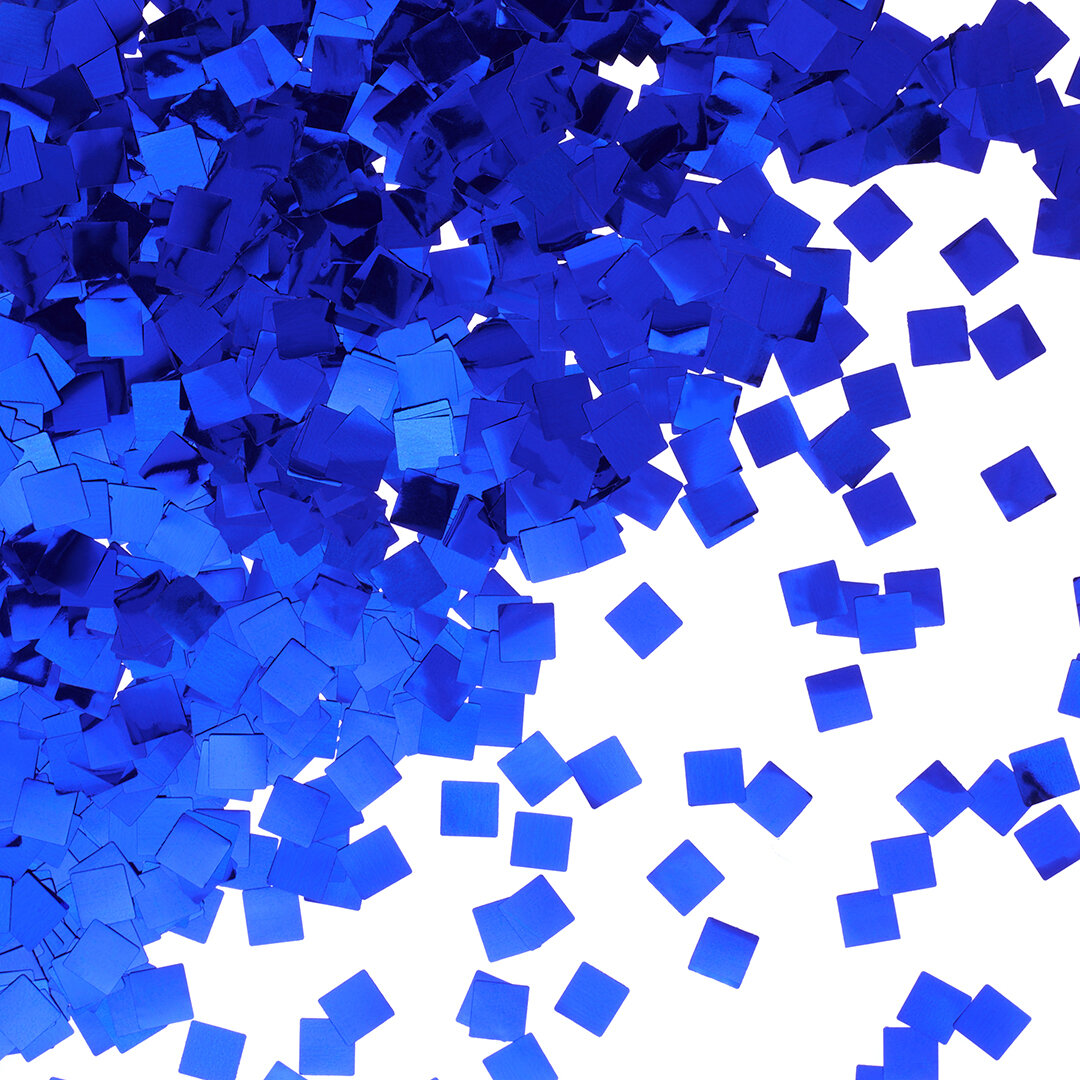 Конфетти Волна веселья Фольга Квадрат, Королевский синий металлик 1 см 50 г