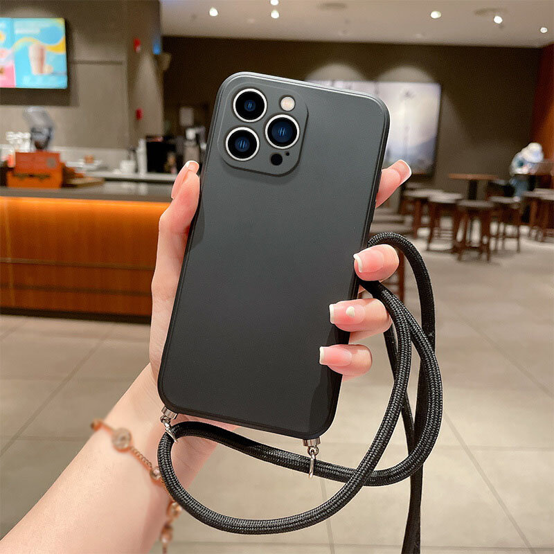 Чехол для телефона со шнурком через плечо для iPhone 14 Pro, силиконовый чехол для телефона с регулируемым шейным ремешком, мягкий противоударный чехол с ремешком на шею