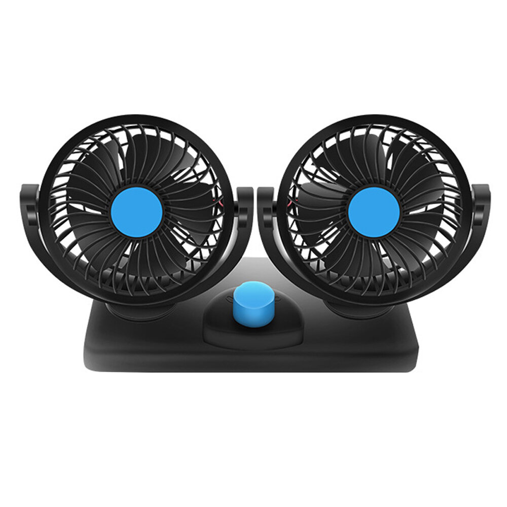 Мини-Автомобильный Вентилятор С Двойными Головками, Охлаждающий Бесшумный USB-Электрический с Вращением на 360 ° и 4 Скоростями Ветра для Грузовика SUV RV