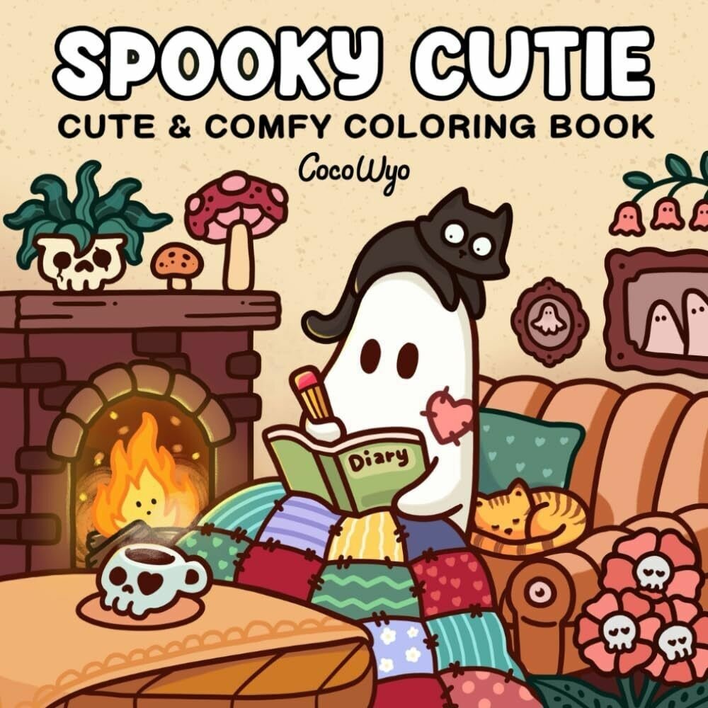 Раскраска антистресс Spooky Cutie, Милые и уютные иллюстрации
