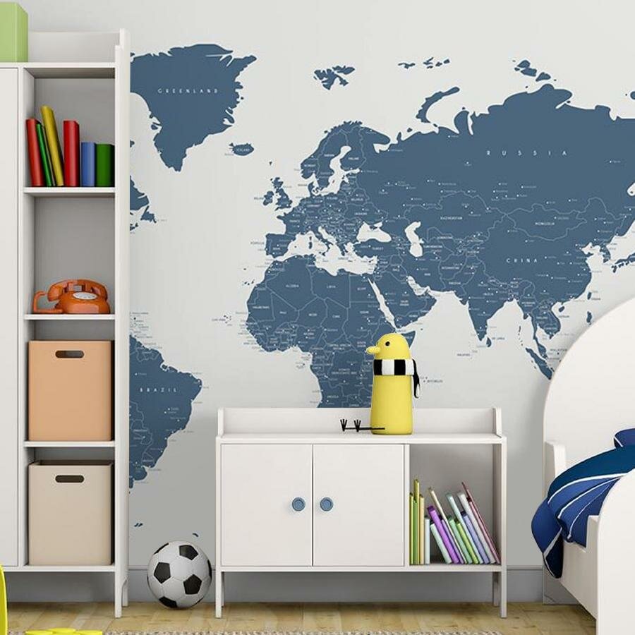 Фотообои Векторная карта мира 12-1571-S-Холст 270 x 200 см (ВхШ) Бесшовные, флизелиновые, влагостойкие обои MasterFresok