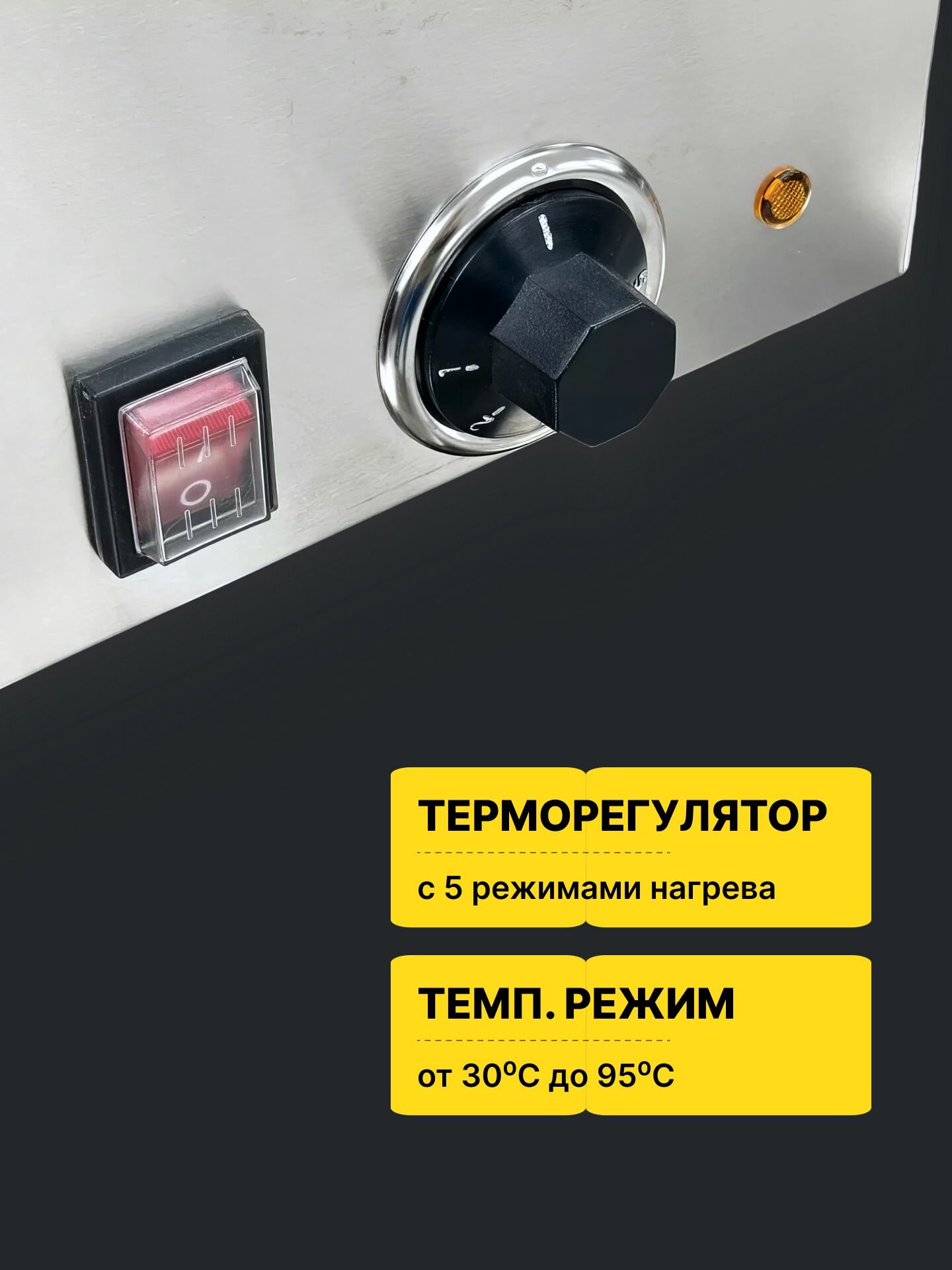 Мармит электрический EKSI BM165B3, с подогревом и крышкой, для вторых блюд, 3 секции, профессиональный — фото 1