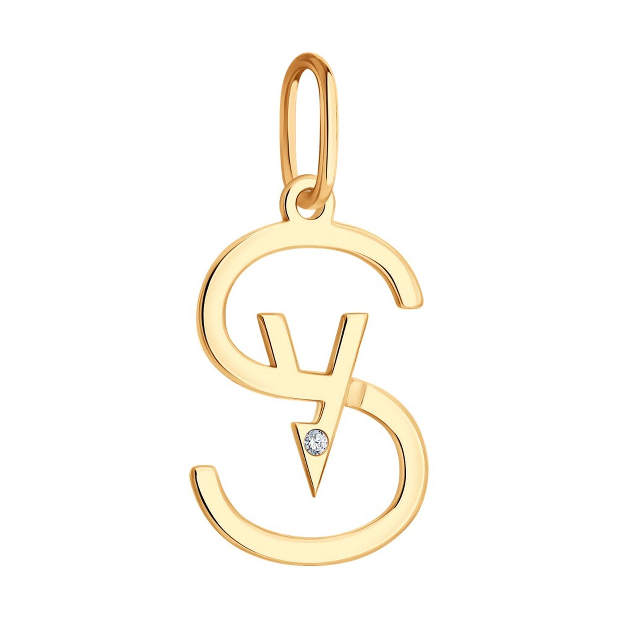 Подвеска, красное золото, 585 проба, бриллиант