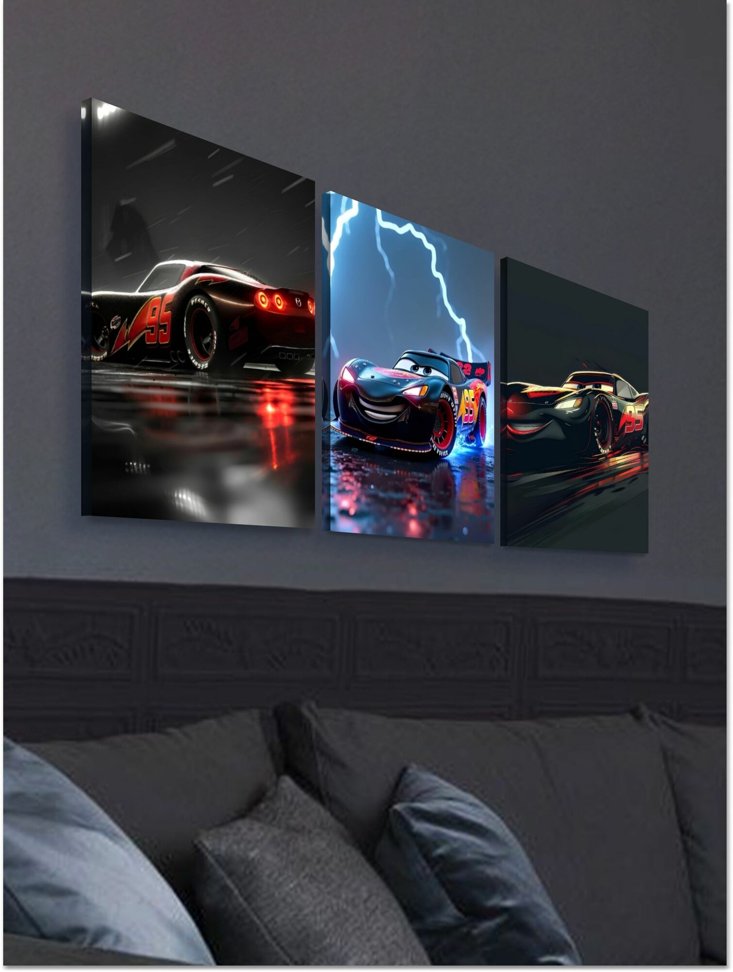 Картина Черная молния модульная 50x70см 3шт.