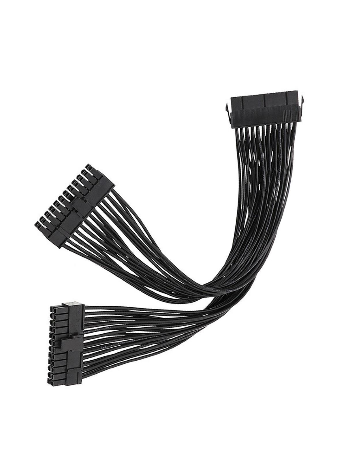 24Pin 1 To 2Port Power Supply Cord Motherboards Power Extension Cable 24Pin Male to 24Pin Female Extension Cord